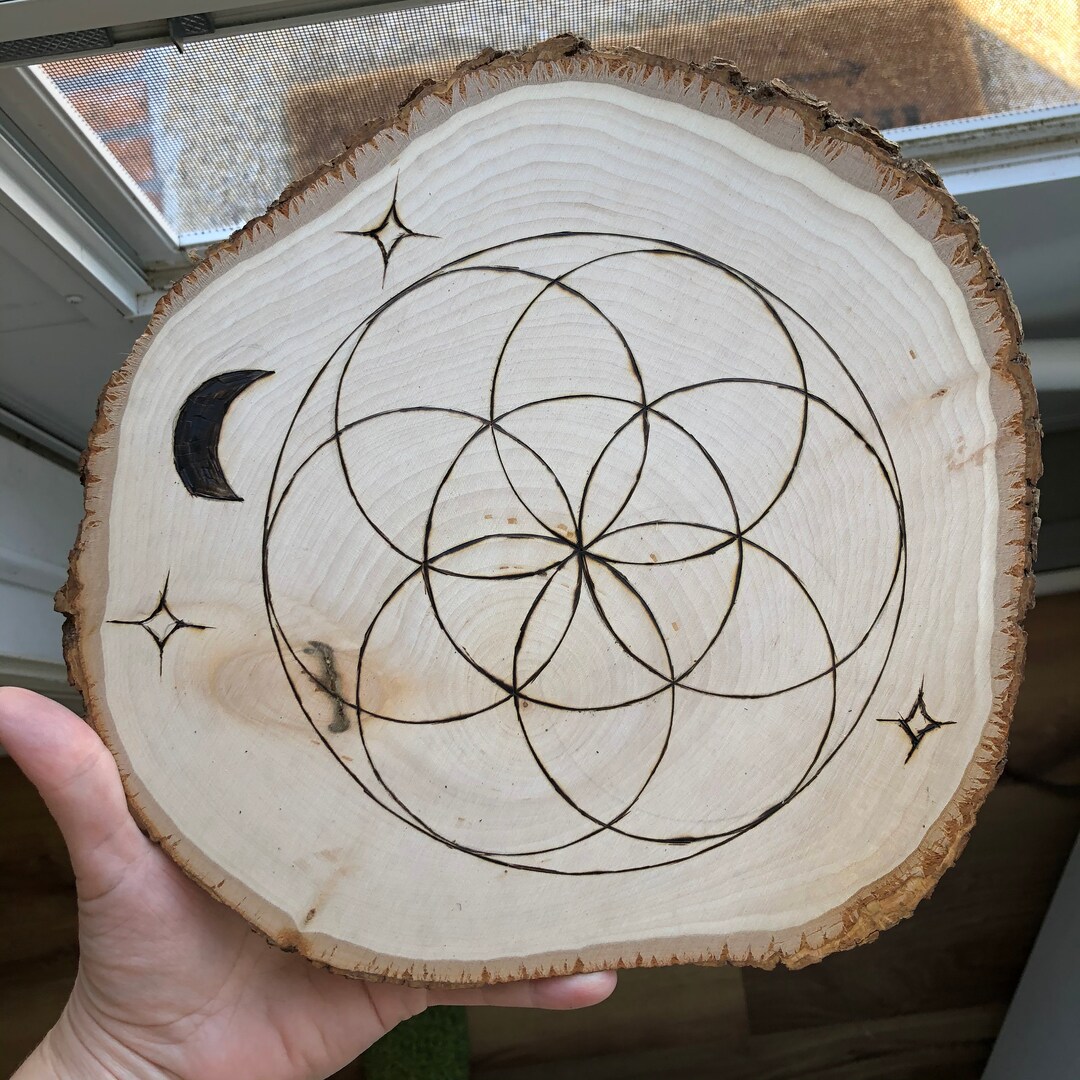 Wood Burned Crystal Grid - Etsy