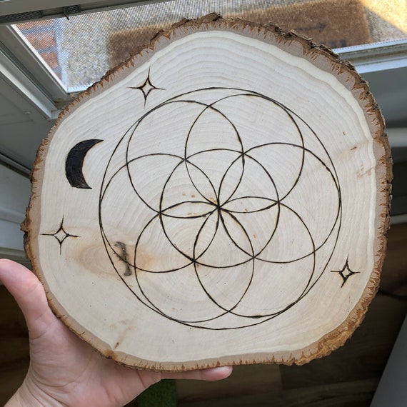 Wood Burned Crystal Grid | Etsy