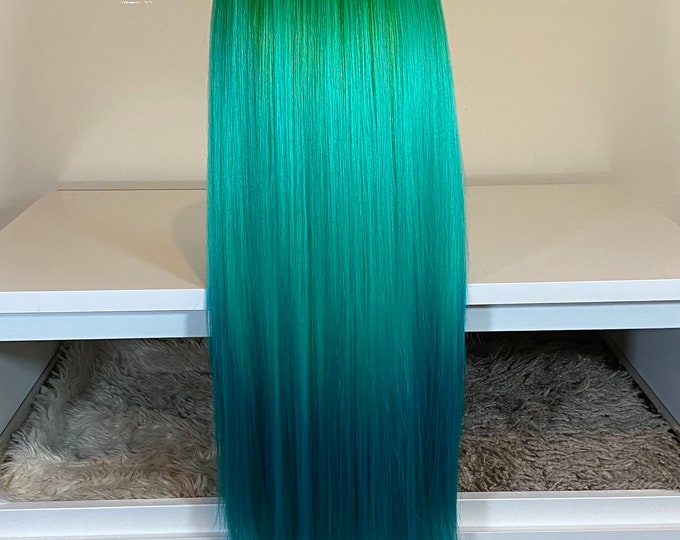 Ombré Green, Turquoise & Blue LACEFRONT Wig! - Etsy