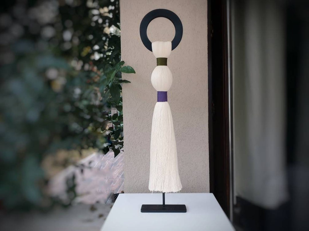 Metal Sculpture for Floor, Textile Sculpture With Natural Cotton, Large ...