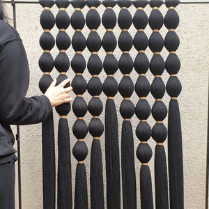 Fiber Wall Hanging, Boho Black Woven Wall Hanging Large Wall Weaving ...