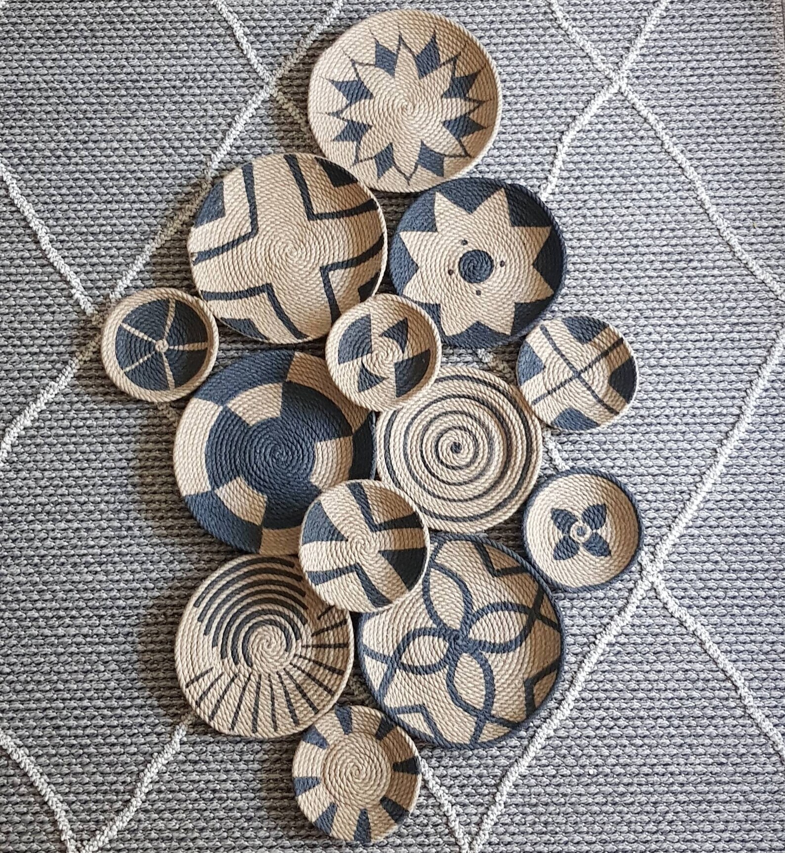 Big African Plates Set for Living Room Dark Gray Wall - Etsy