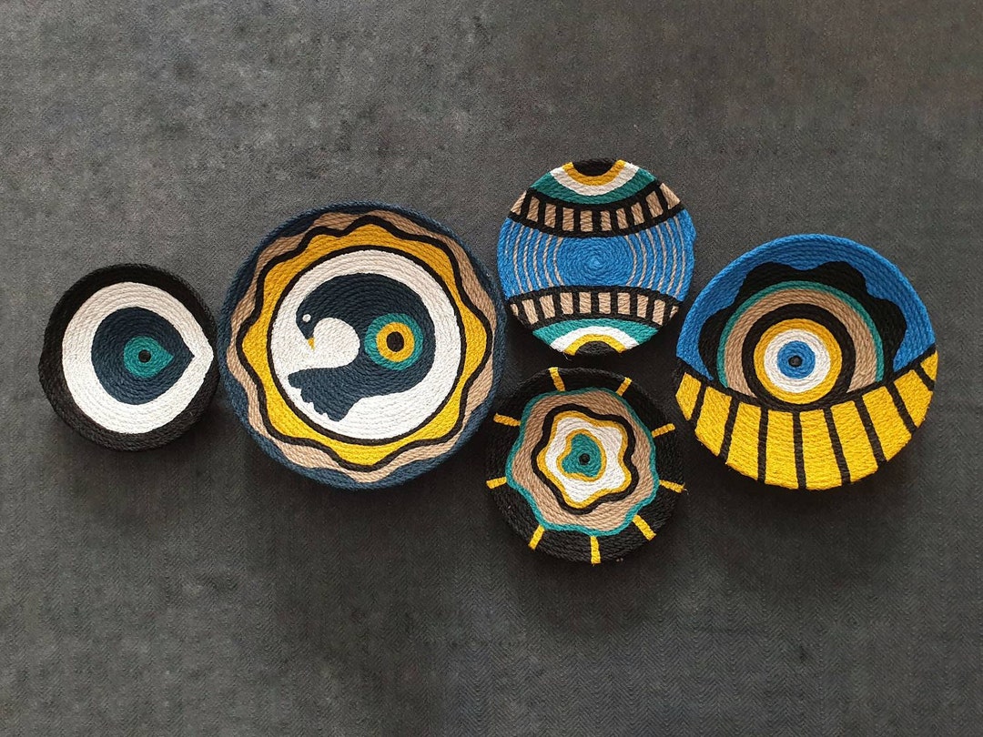 Evil Eye Bead Wall Plate Blue Wall Plates African Plates - Etsy