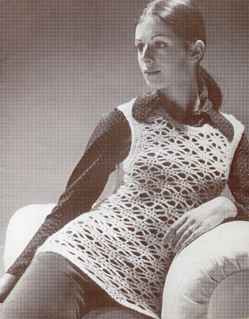 Vintage Crochet Pattern Pdf Digital Download Women's Openweave Slipover ...