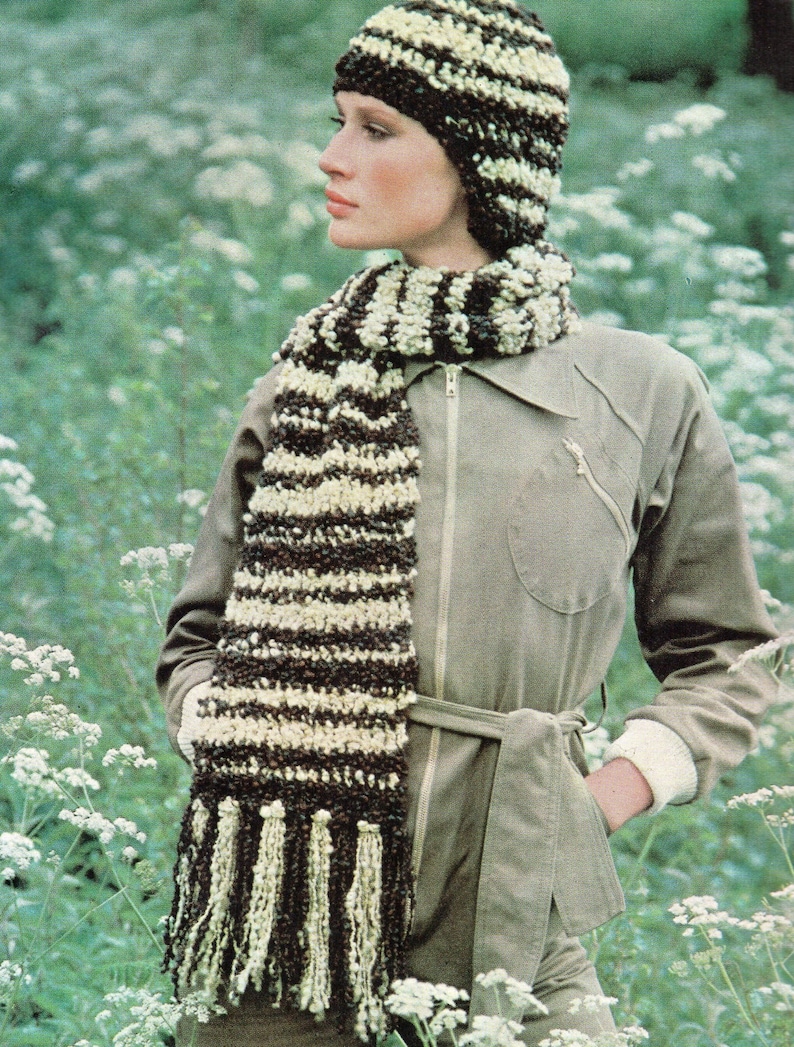 Vintage Crochet Pattern Pdf Download Skullduggery Hat and Scarf Two ...