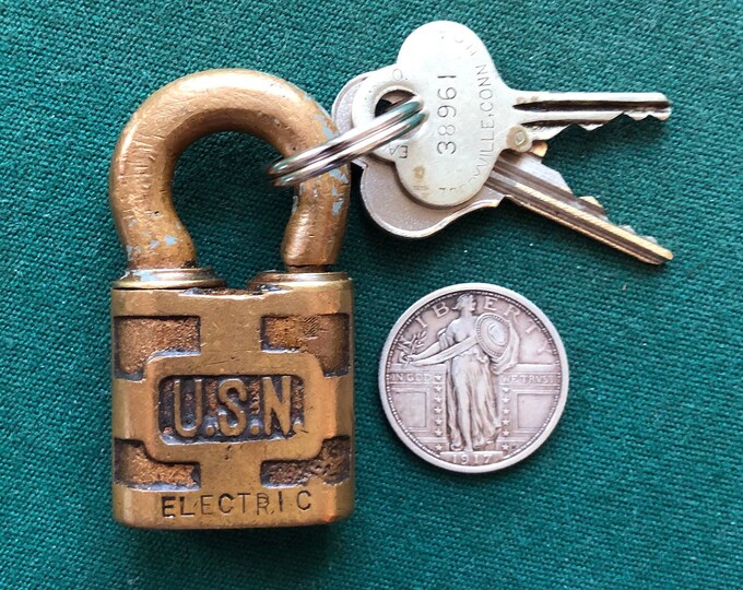 Vintage Brass United States Navy ( USN ) ELECTRIC Pin Tumbler Eagle ...