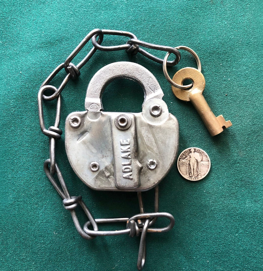 Vintage Penn Central Railroad ( PCRR ) Steel ADLAKE Padlock + 1 Brass ...