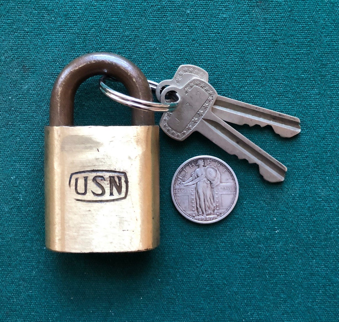 Vintage Brass United States Navy USN Best Company Padlock + 2 Original ...