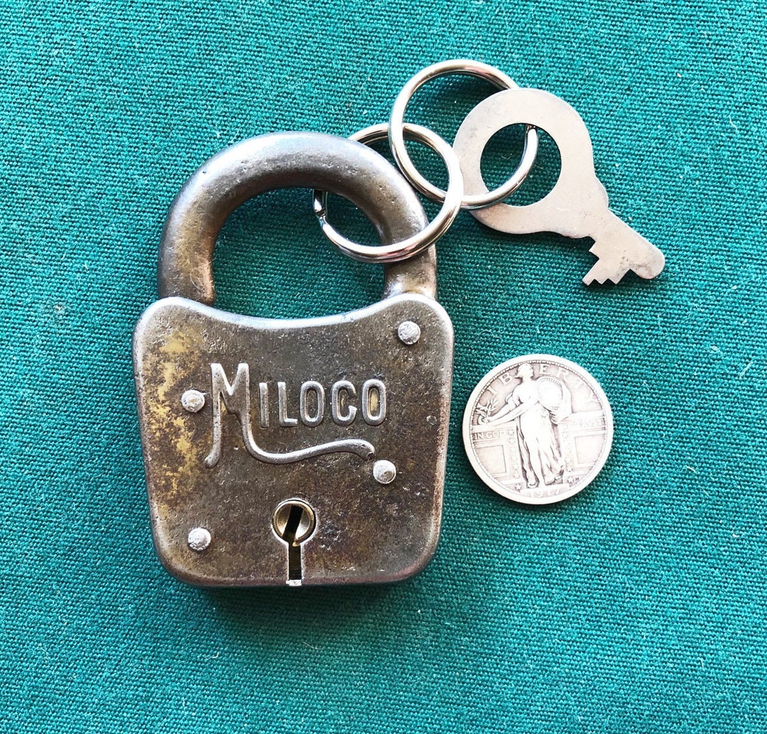Vintage Pressed Metal Poorman's MILOCO Warded Lever Padlock + 1 ...