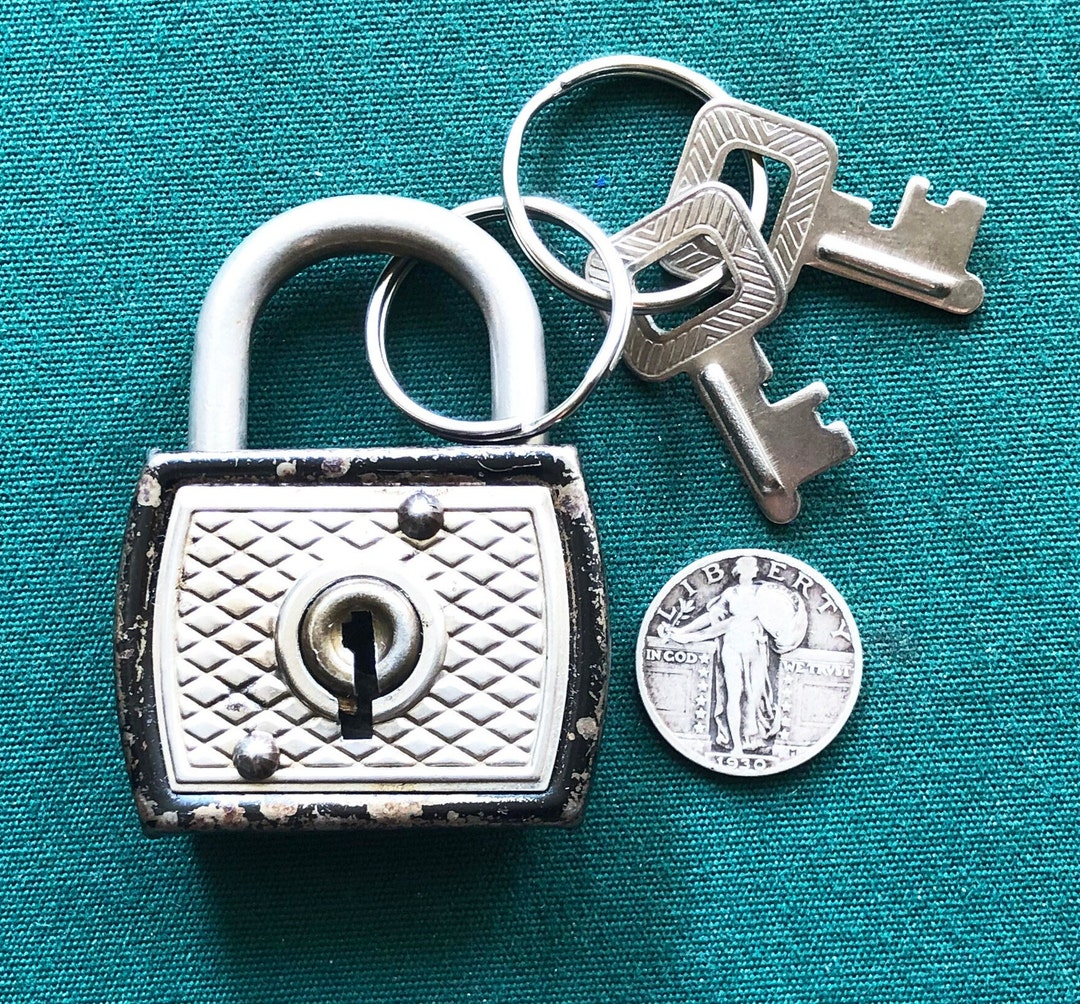 Vintage Small WEST GERMAN Pressed Metal Padlock + 2 Original Keys – Mid ...