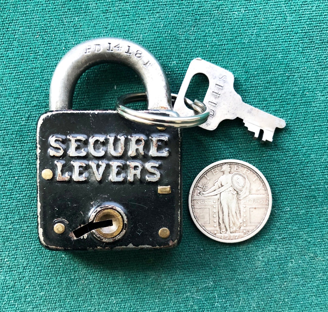 Vintage Pressed Metal Poorman's SECURE LEVERS Slaymaker Padlock + 1 ...