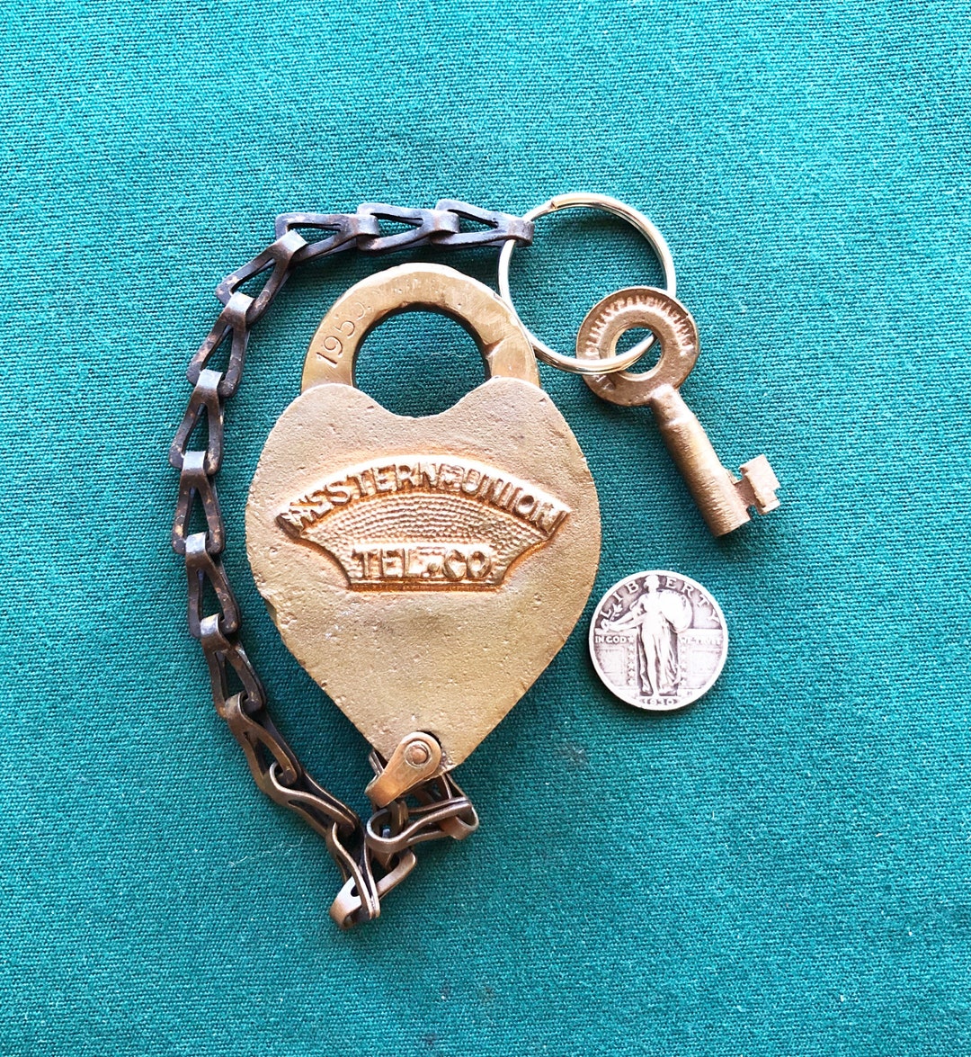 Vintage Cast Brass WESTERN UNION Lever Padlock + 1 Operable Key – 1950s ...