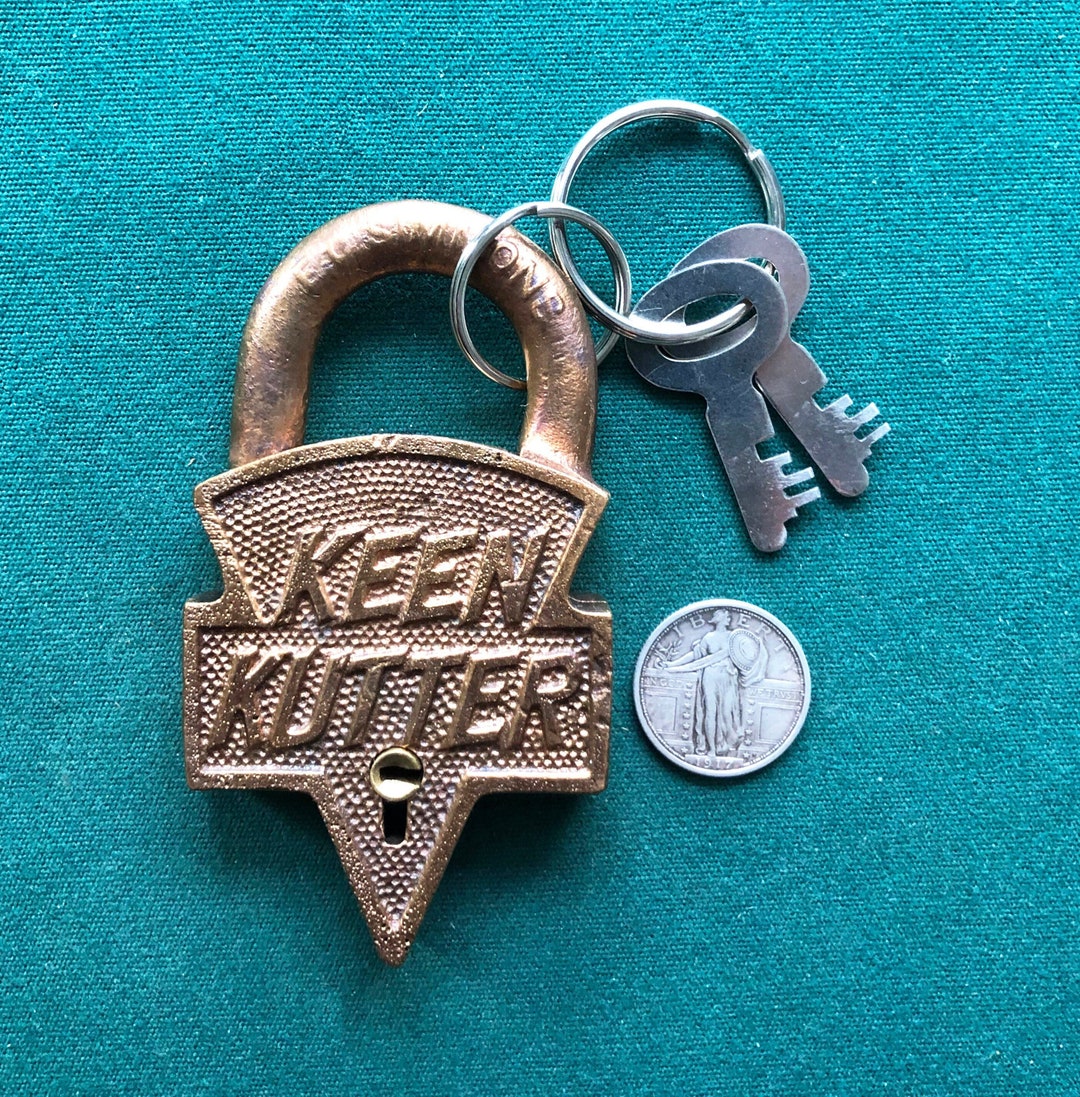 Antique Cast Brass KEEN KUTTER Lever Padlock + 2 Operable Keys – Pat'd ...