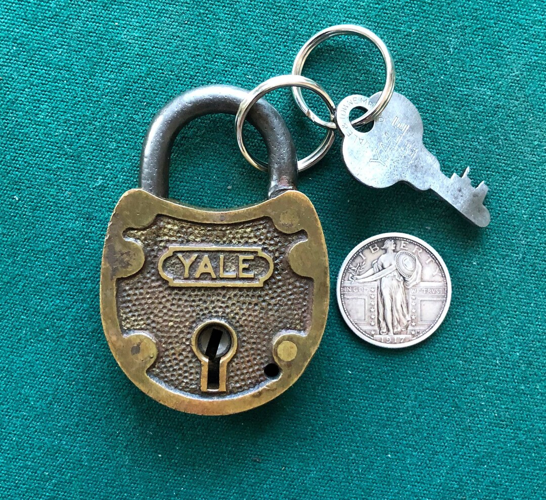 Antique Cast Brass YALE Lever Padlock + Original YALE Steel Key – 1930s ...