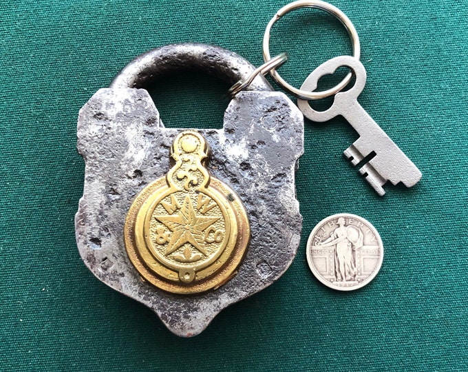 Antique MALLORY & WHEELER Smokehouse Padlock 1 Operable Steel Barrel ...