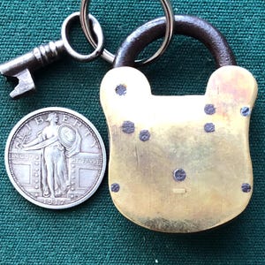 Vintage Small British VICTORIAN Brass Lever Cabinet Padlock + 1 ...