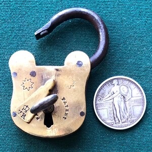 Vintage Small British VICTORIAN Brass Lever Cabinet Padlock + 1 ...