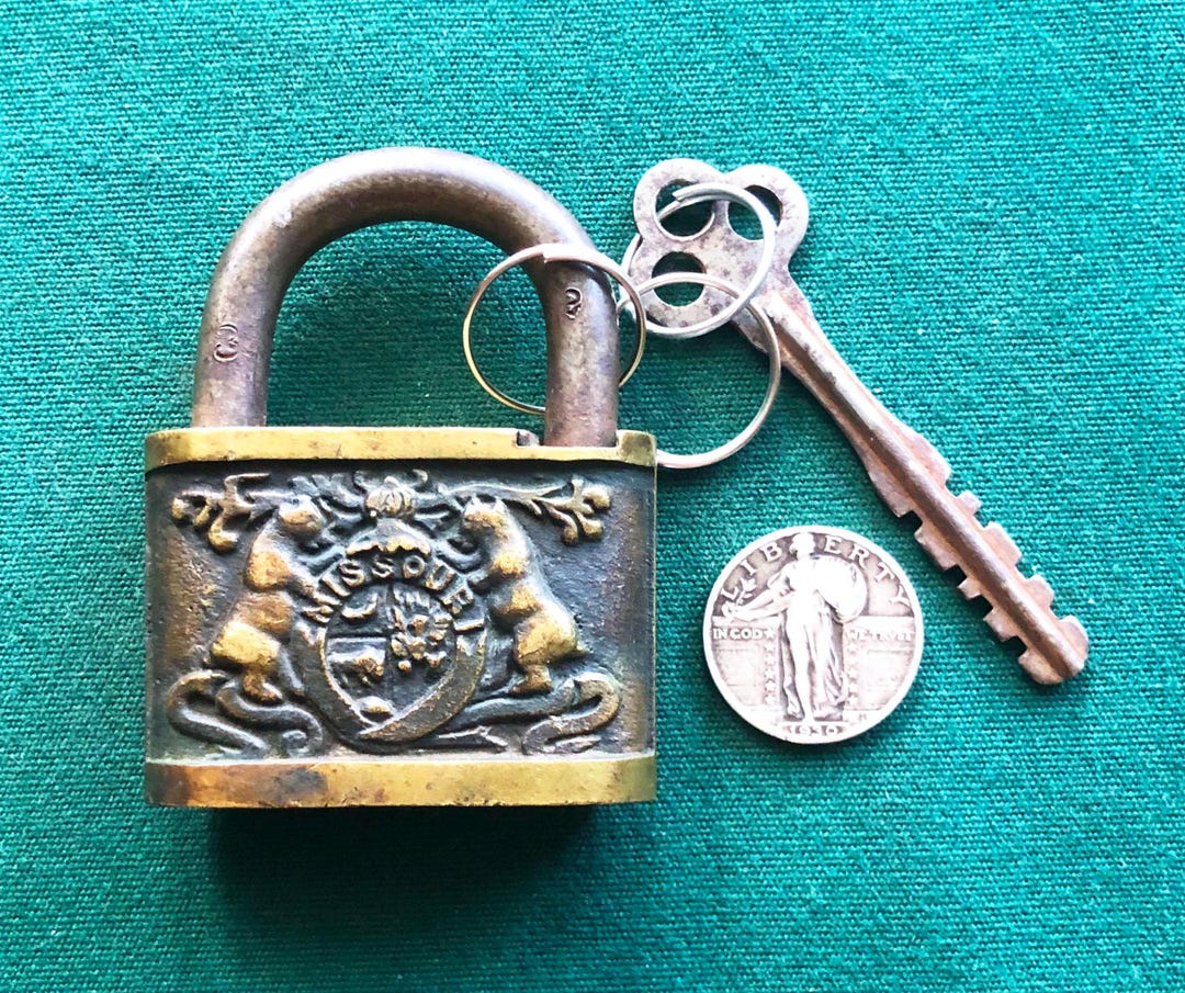 Antique Commemorative Padlock MISSOURI PADLOCK + 1 Original Key – Early ...
