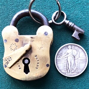 Vintage Small British VICTORIAN Brass Lever Cabinet Padlock + 1 ...