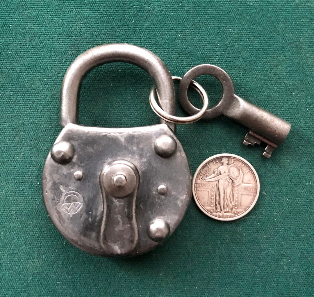 Vintage German Steel Padlock 1 Original Steel Barrel Key - Etsy