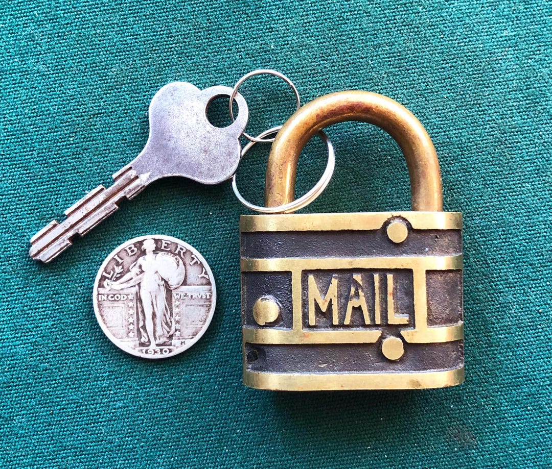 Small Antique Brass Rural Free Delivery ( RFD ) Mail Padlock + 1 ...