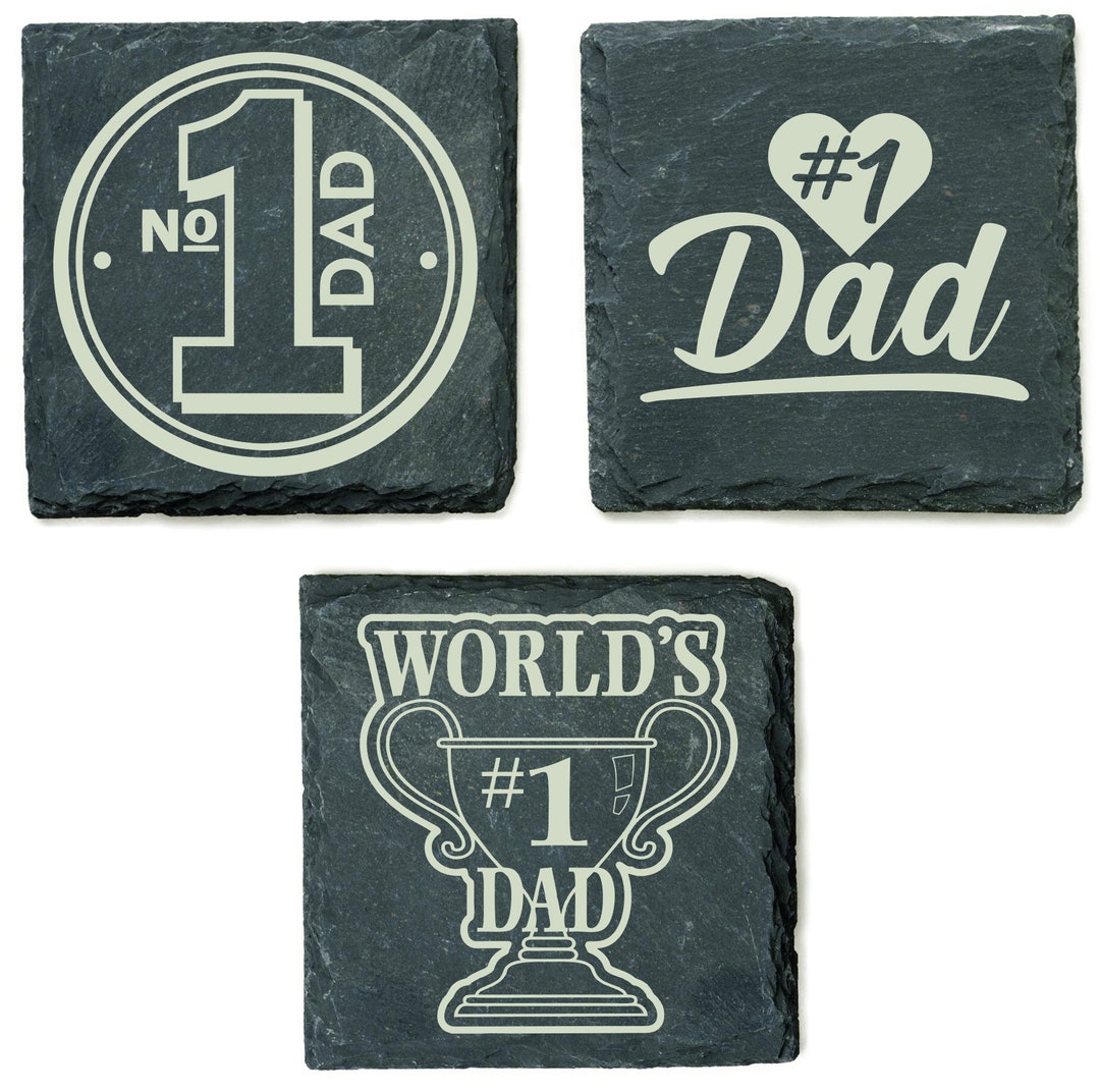 Father’s Day, Slate Coaster, Number 1 Dad, Gift for Dad, Laser Engraved ...