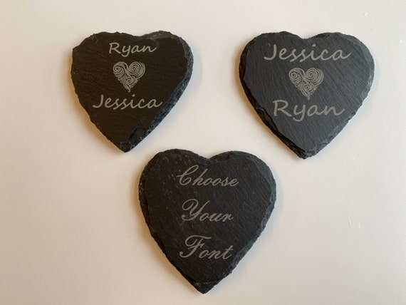 Slate Coaster Heart Love Personalised Laser Engraved | Etsy