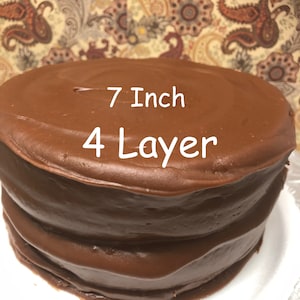 Chocolate Fudge 4 Layer Cake With Golden Yellow Layers, Dessert Food ...