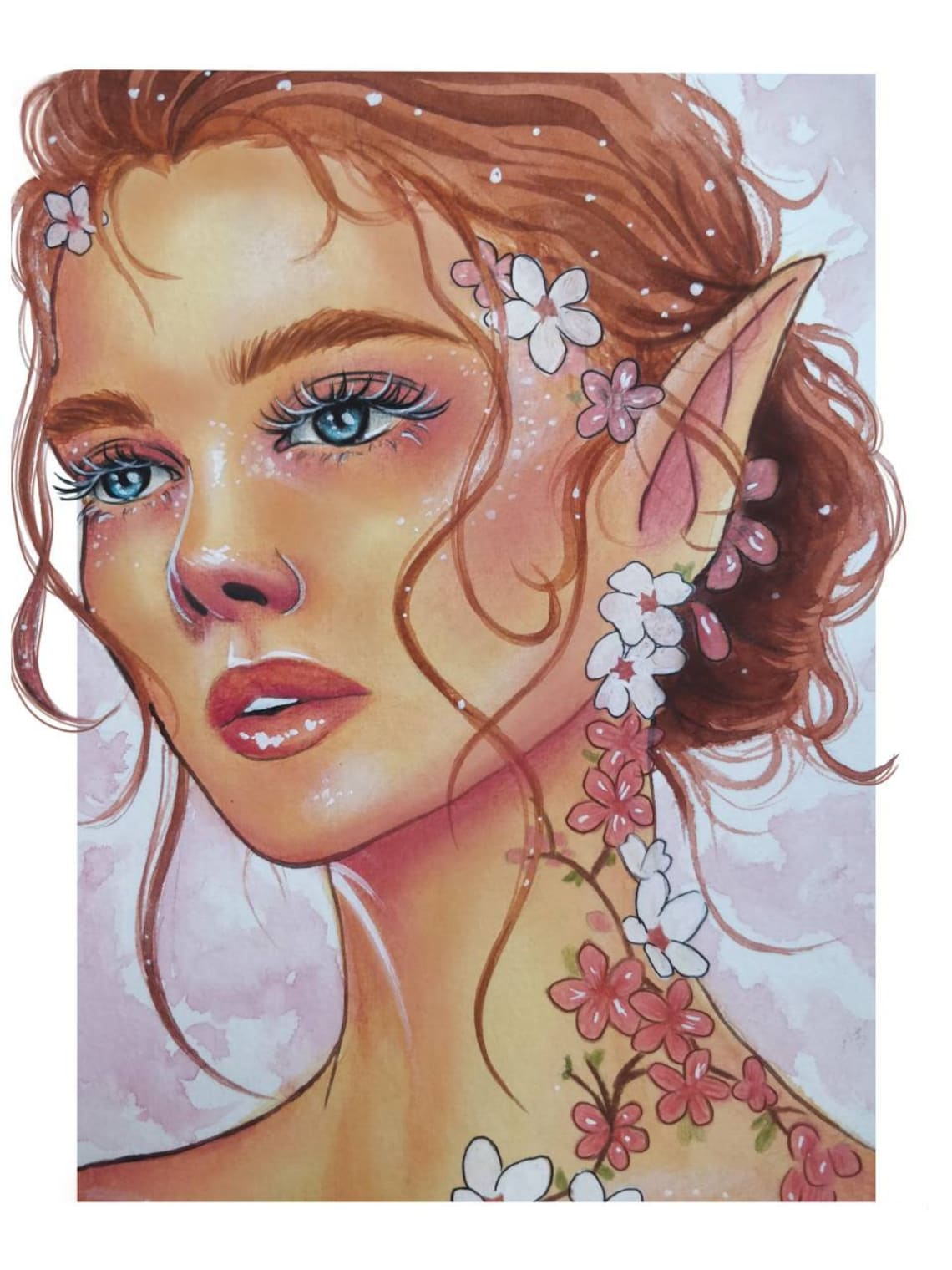 Watercolor Spring Elf print - Etsy