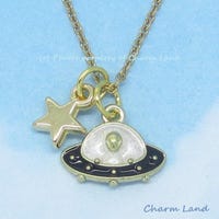 Alien Cat UFO Small Spoon Necklace | Mini Cute Novelty Pendant on ...