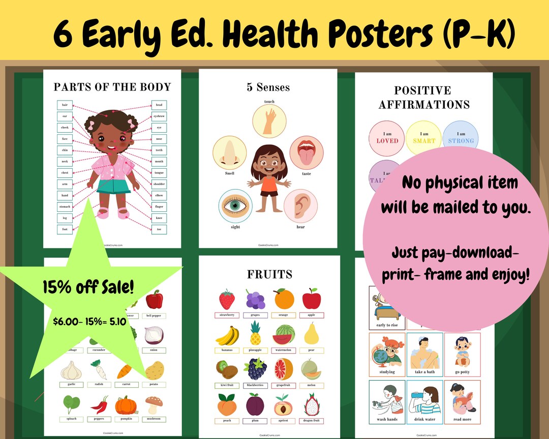 8 Early Education Health Posters Pre- K - Etsy