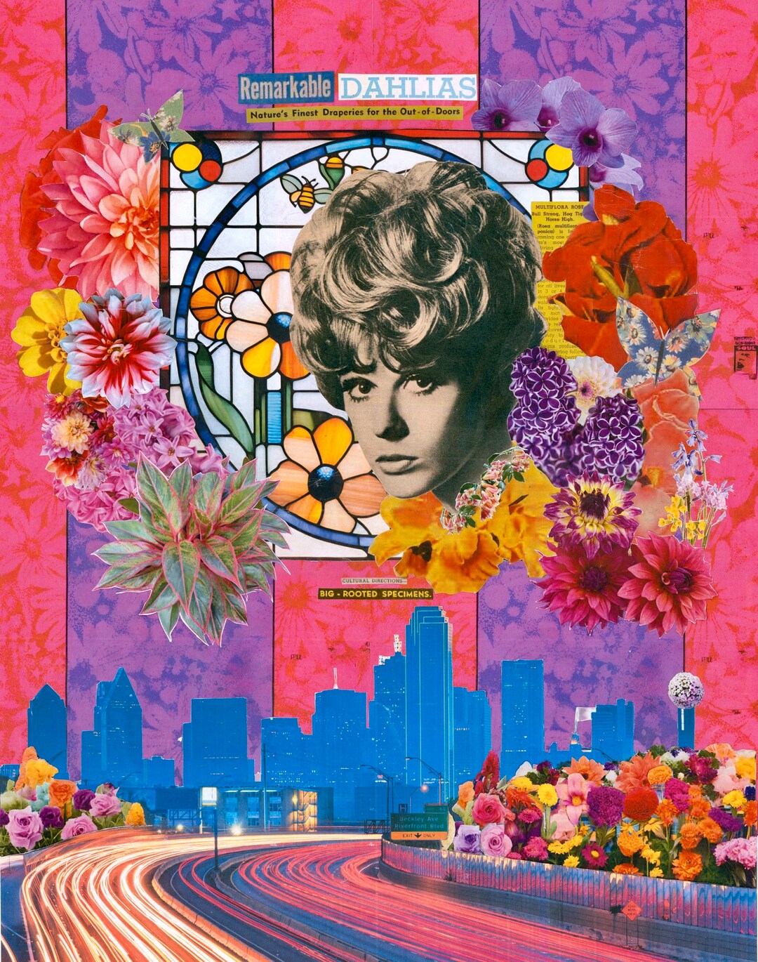 Welcome to Dahlias: Hand-cut Original Collage Prints - Unique, One-of-a ...