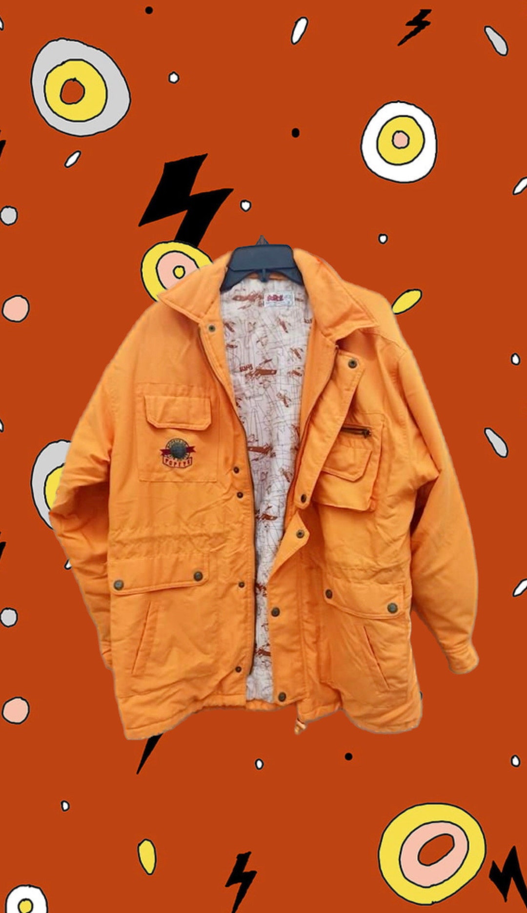 Vintage Orange Yellow Popeye the Sailor Man Cartoon Lined Jacket Rare ...