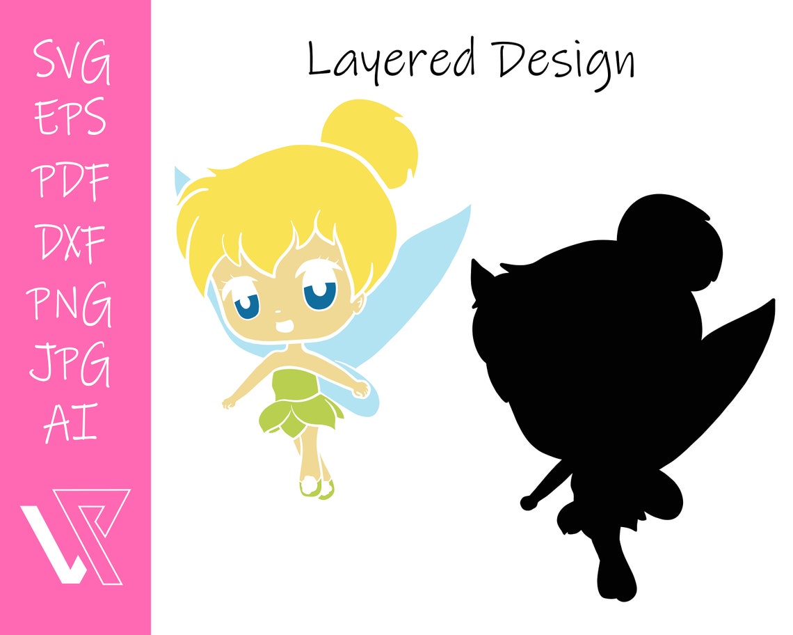 Tinkerbell Tinkerbell Chibi Layered SVG Cricut Cut File - Etsy
