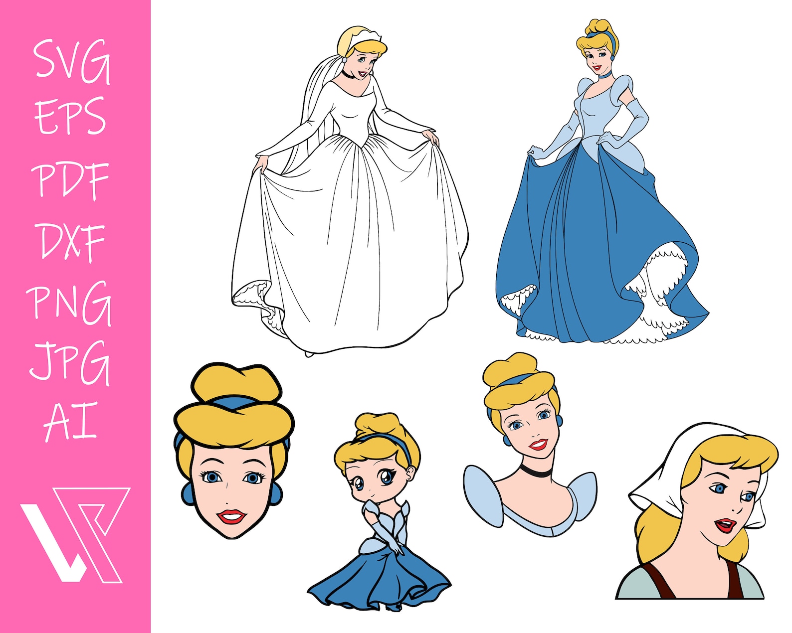 Cinderella Princess Bundle Layered SVG Cricut Cut File Silhouette ...