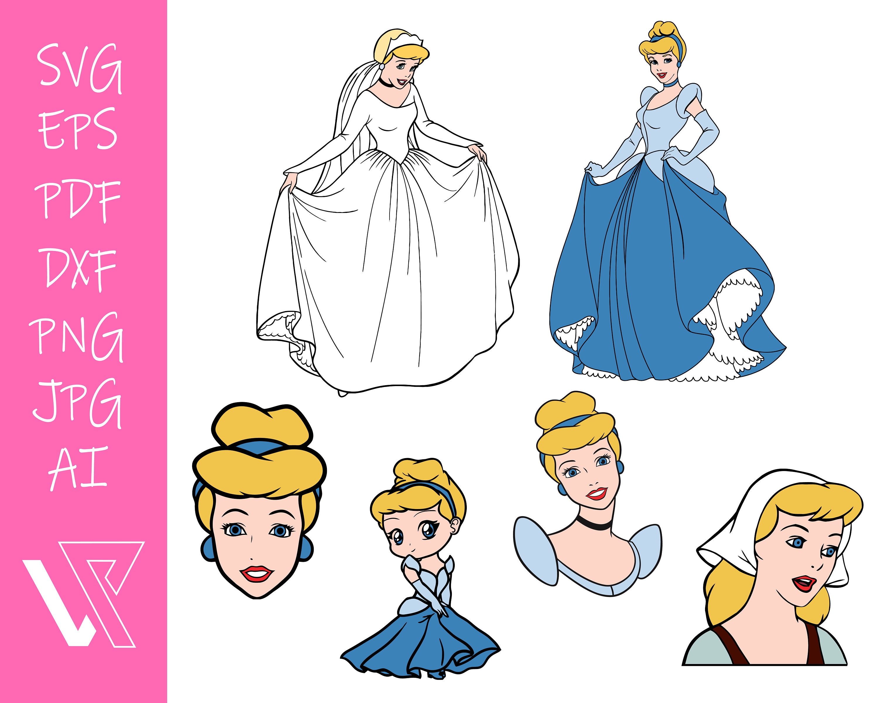 Cinderella Princess Bundle Layered SVG Cricut Cut File Silhouette ...