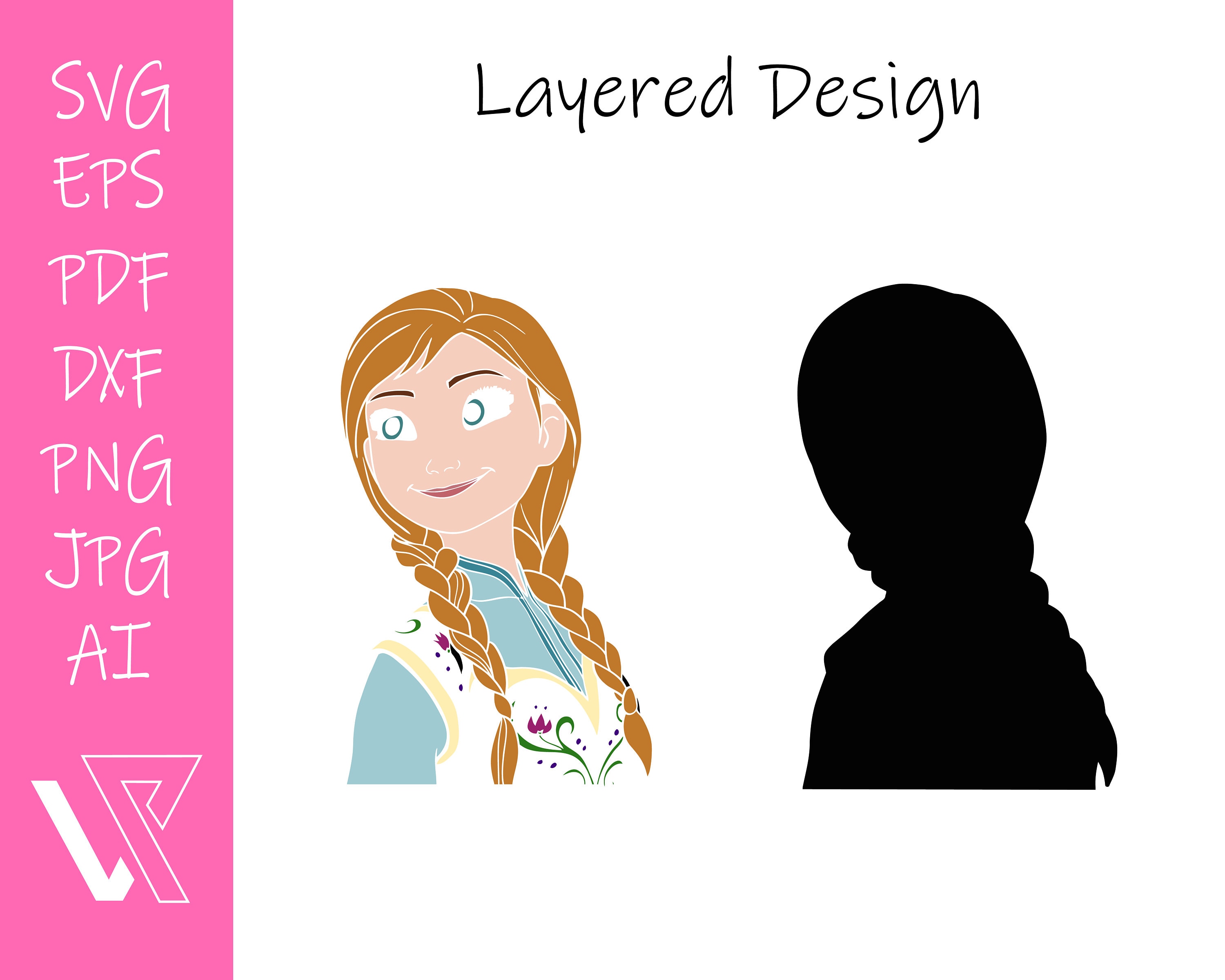 Anna Frozen Princess Layered SVG Cricut Cut File Silhouette Vector ...