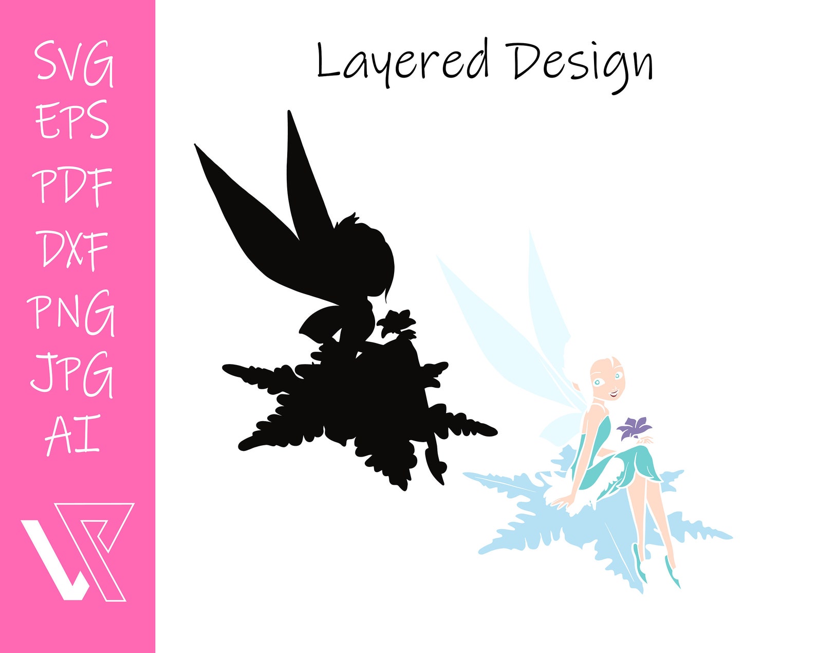 Periwinkle Fairy, Tinkerbell Layered SVG Cricut Cut File Silhouette ...