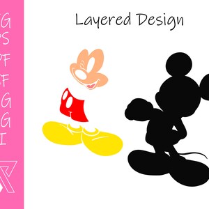 Mickey Mouse Layered SVG Cricut Cut File Silhouette Vector Artwork ...