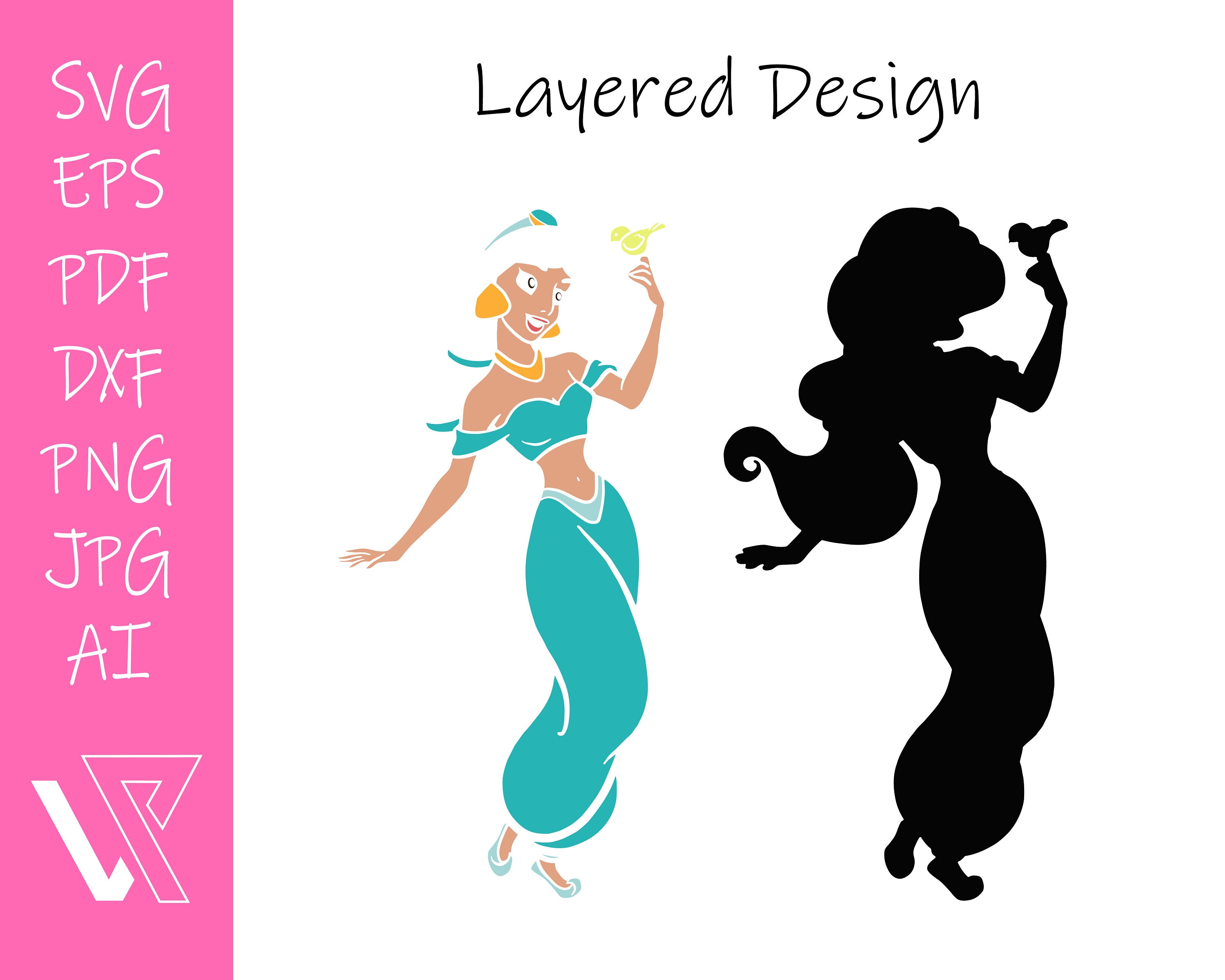 Jasmine Princess Layered SVG Cricut Cut File Silhouette Vector Artwork ...