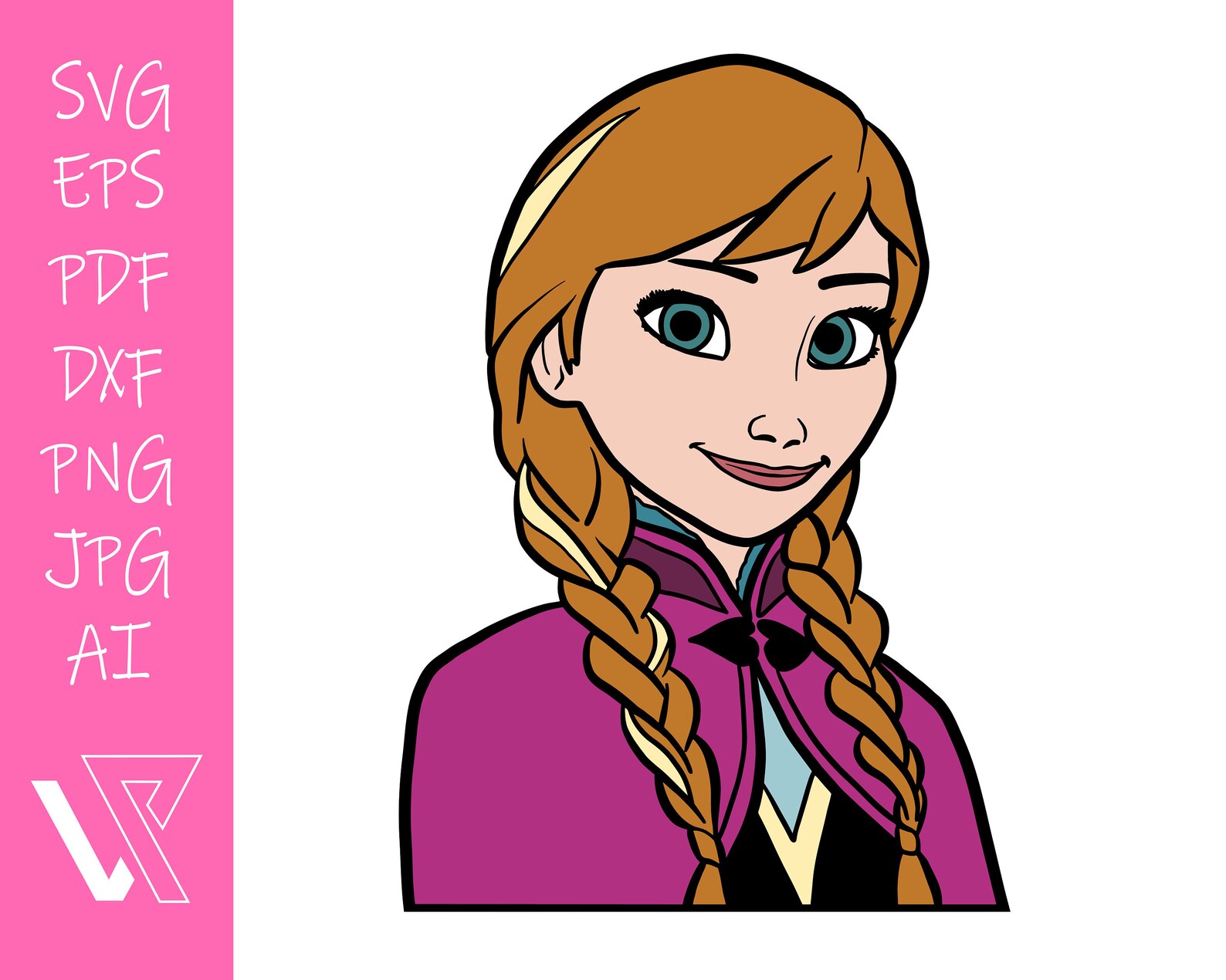 Anna Frozen Princess Layered SVG Cricut Cut File Silhouette Vector ...