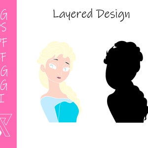 Elsa Princess Layered SVG Cricut Cut File Silhouette Vector Artwork ...