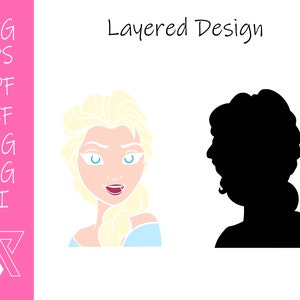 Elsa Princess Layered SVG Cricut Cut File Silhouette Vector Artwork ...