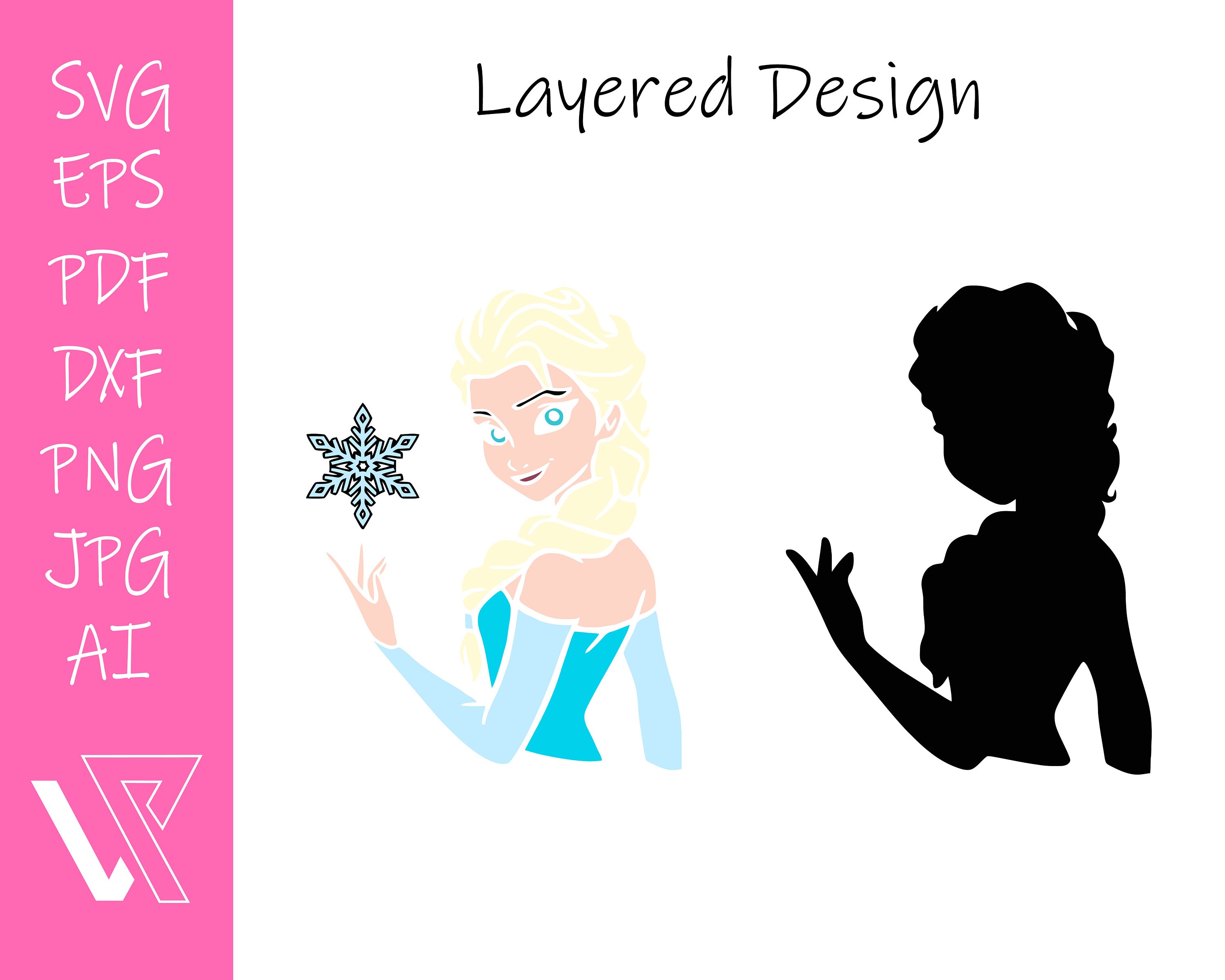 Elsa Princess Layered SVG Cricut Cut File Silhouette Vector Artwork ...