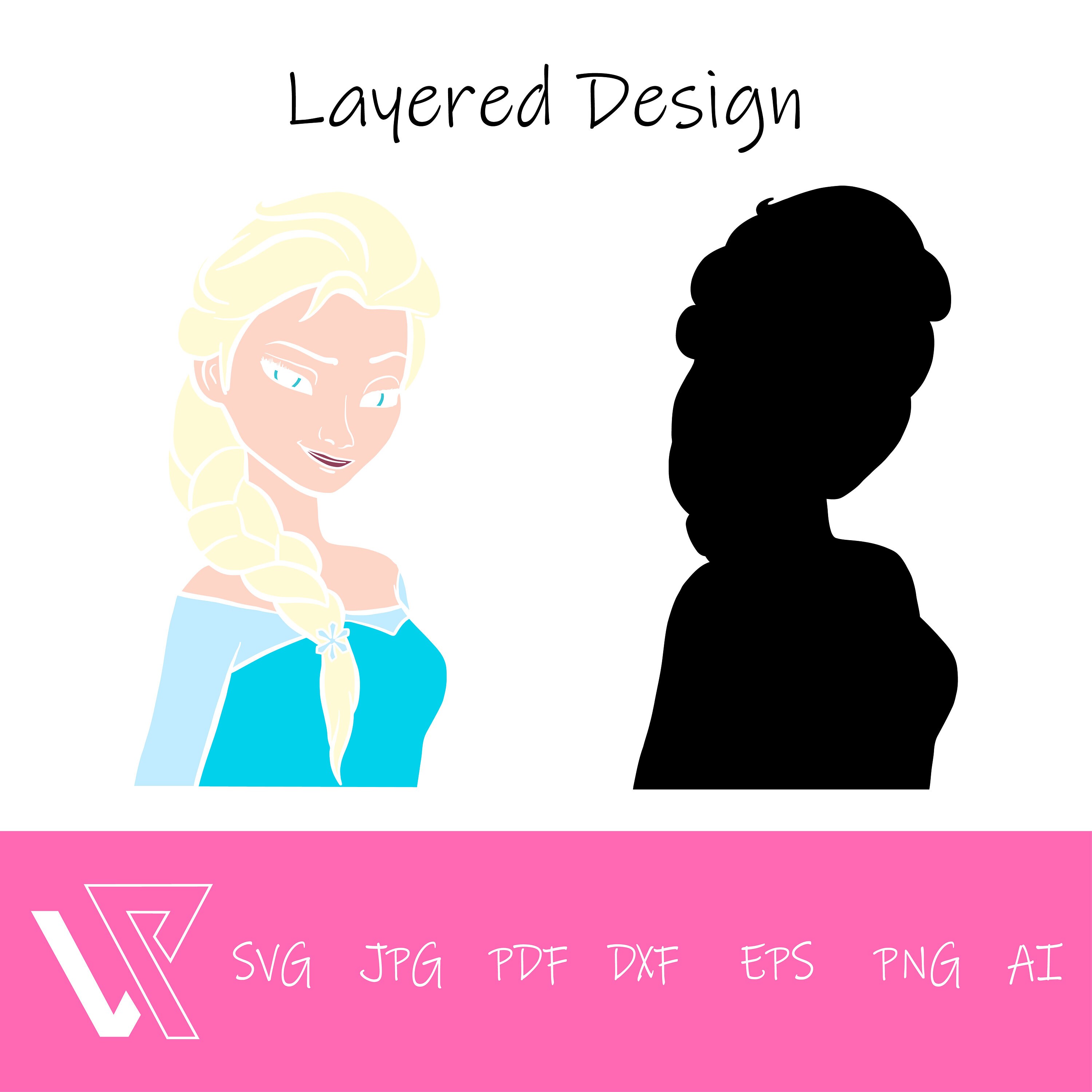 Elsa Princess Layered SVG Cricut Cut File Silhouette Vector Artwork ...