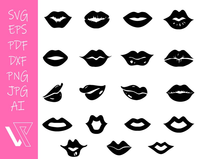 Lips Layered SVG Cricut Mouth Cut File Silhouette Vector Artwork ...