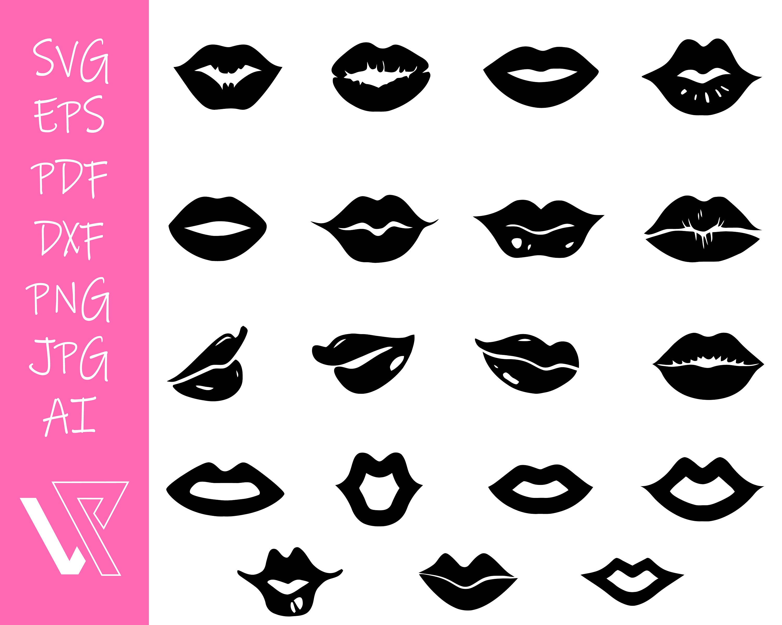 Lips Layered SVG Cricut Mouth Cut File Silhouette Vector Artwork ...