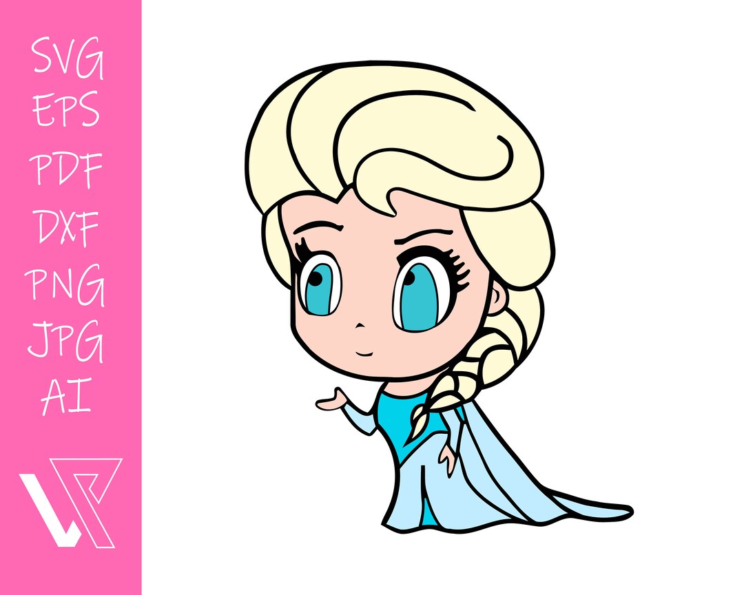 Elsa Chibi Princess Layered SVG Cricut Cut File Silhouette Vector ...