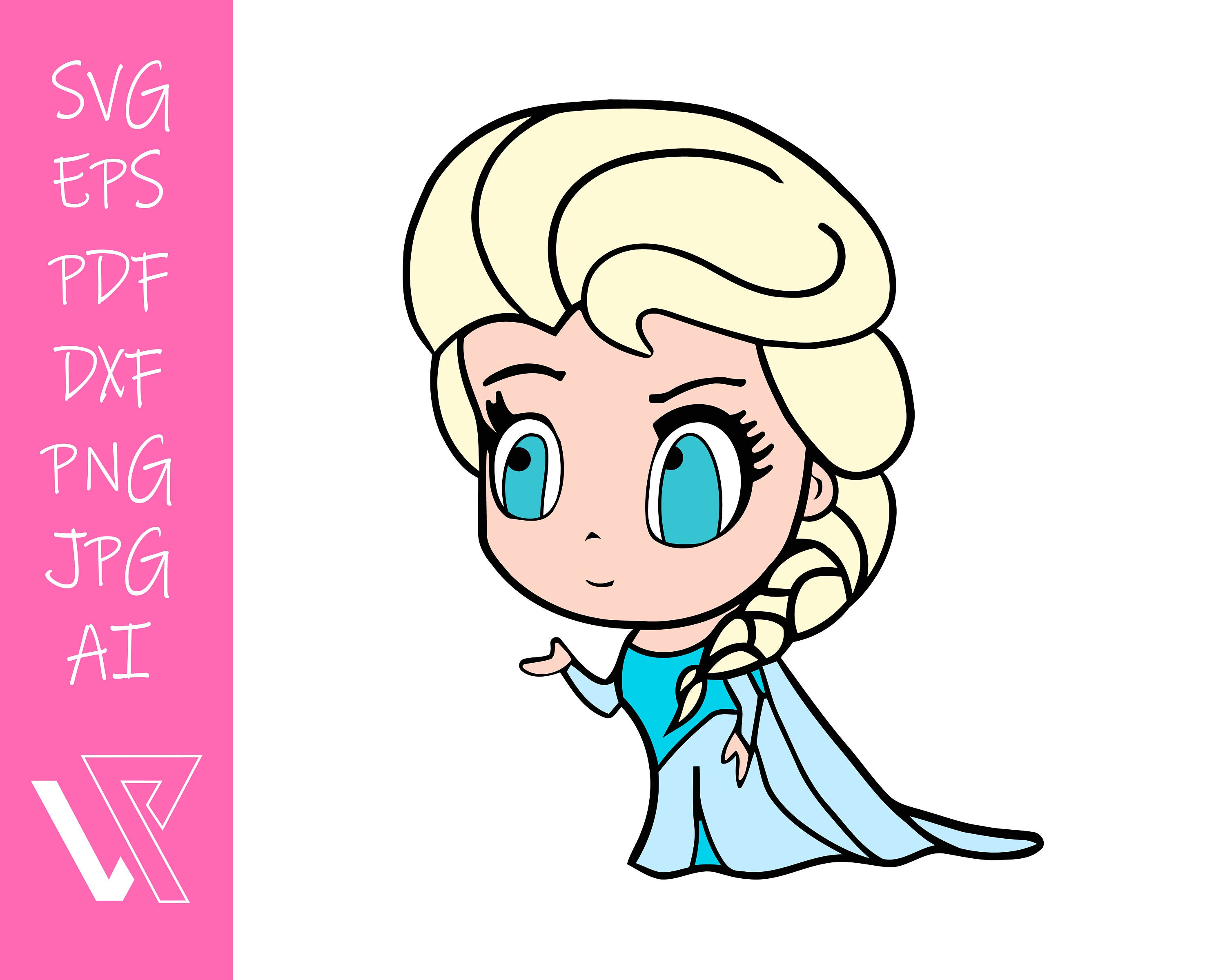 Elsa Chibi Princess Layered SVG Cricut Cut File Silhouette Vector ...