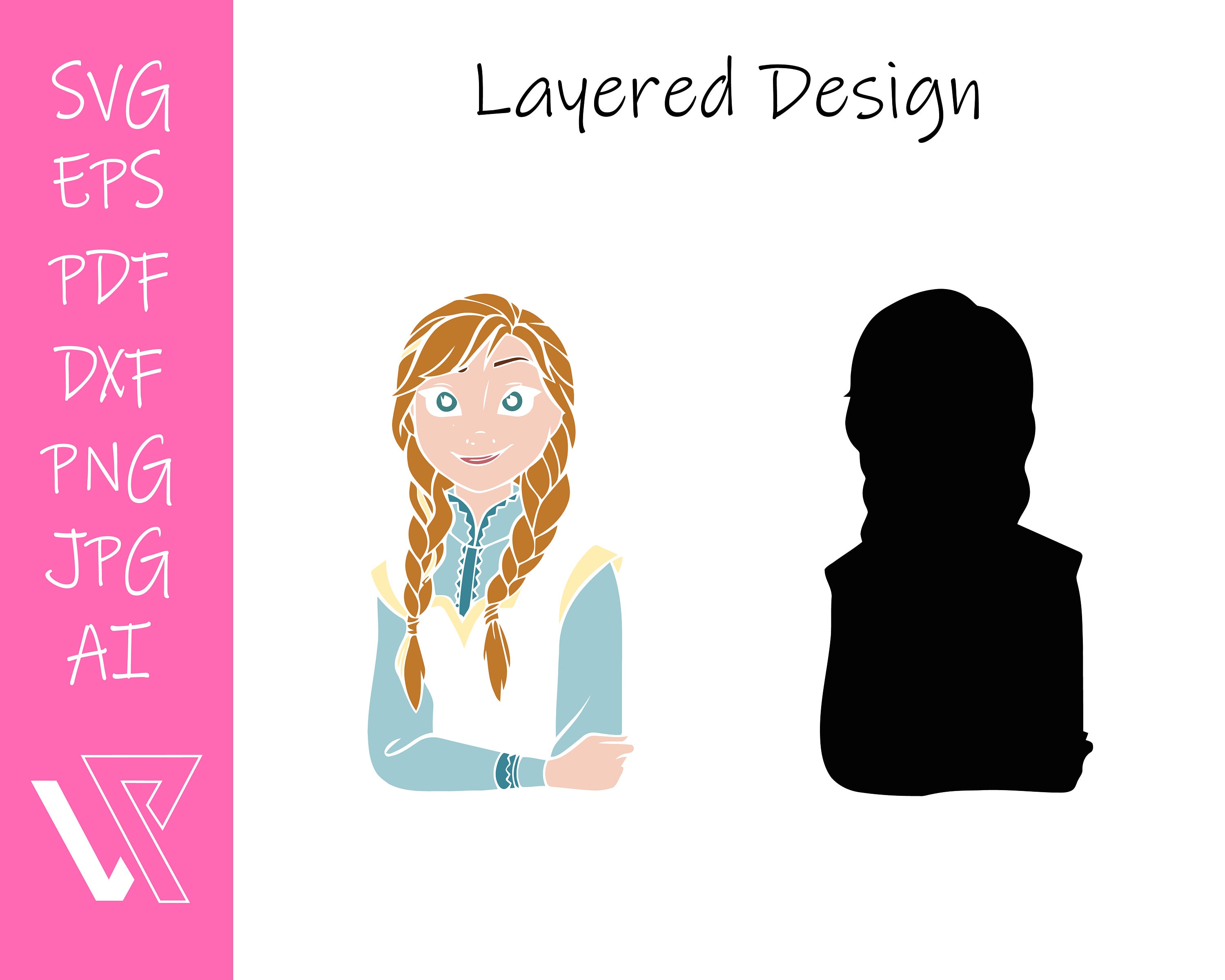 Anna Frozen Princess Layered SVG Cricut Cut File Silhouette Vector ...